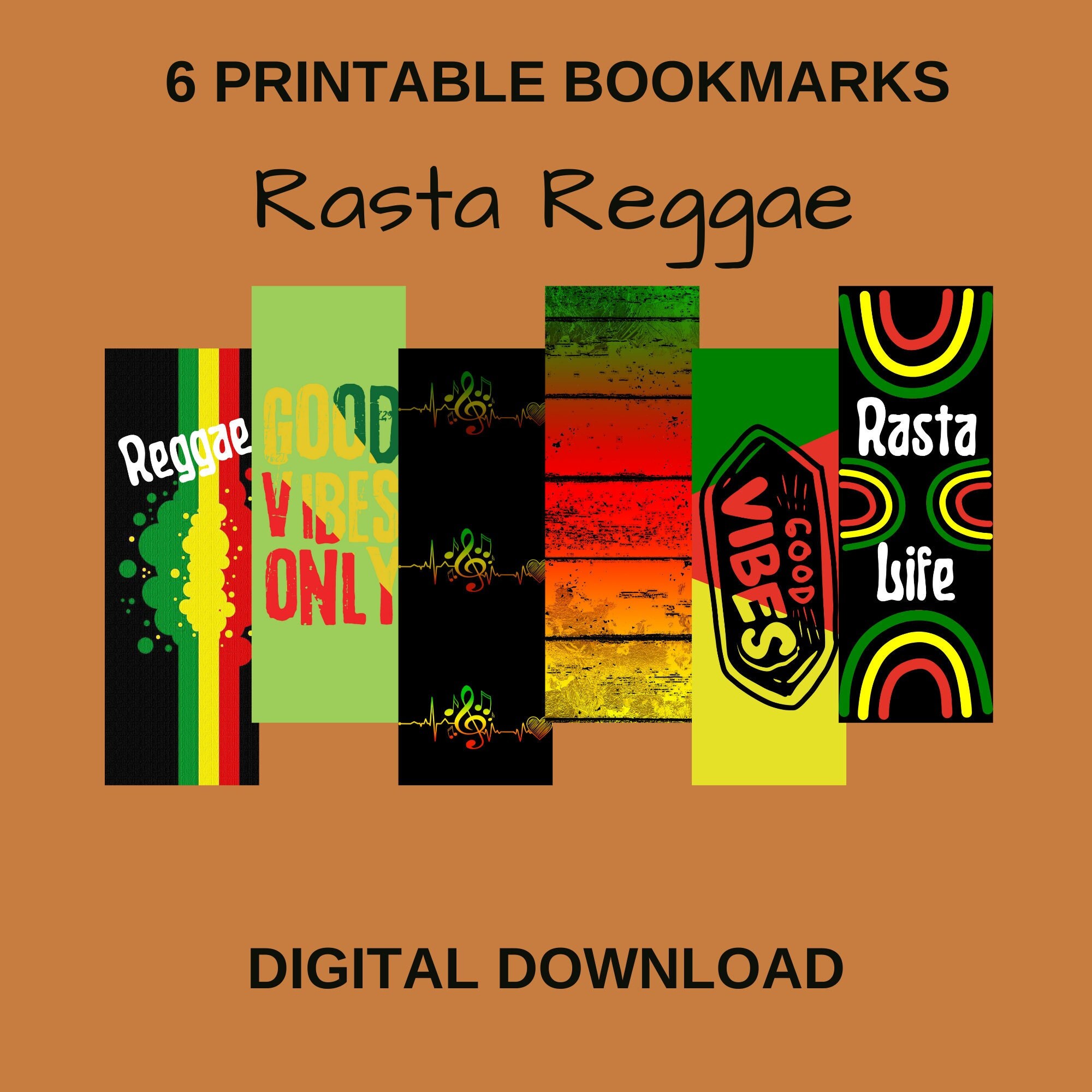 Rasta Reggae Printable Bookmarks, Rasta Reggae Themed Bookmark ...