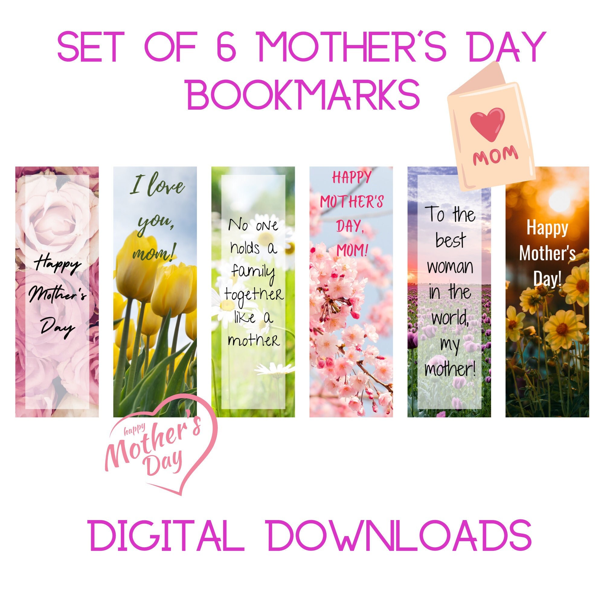 Mothers Day Printable Bookmarks, Mothers Day Themed Bookmarks ...