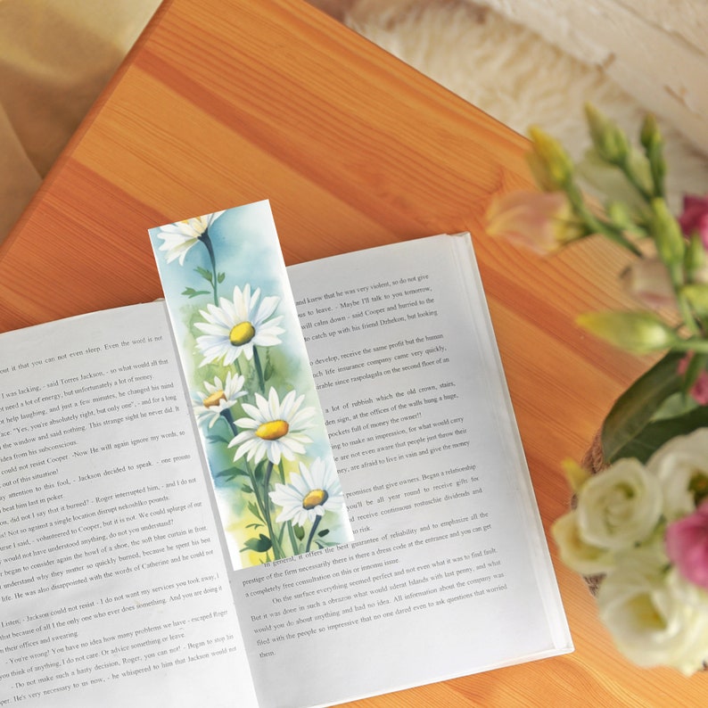 Watercolor Daisy Bookmarks Set of 6, Unique Botanical Bookmarks, Daisy ...