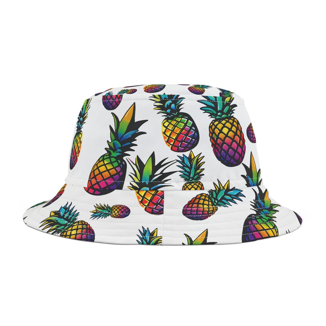 Rainbow Pineapple Bucket Hat - Colorful LGBTQA+, ENM & Swinger Lifestyle Pride Bucket Hat for ...