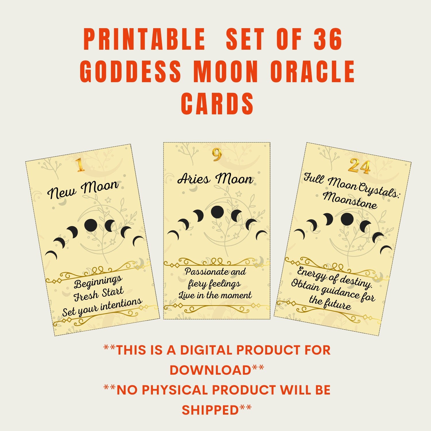 Moon Oracle Deck Printable Goddess Oracle Deck Full Moon Etsy