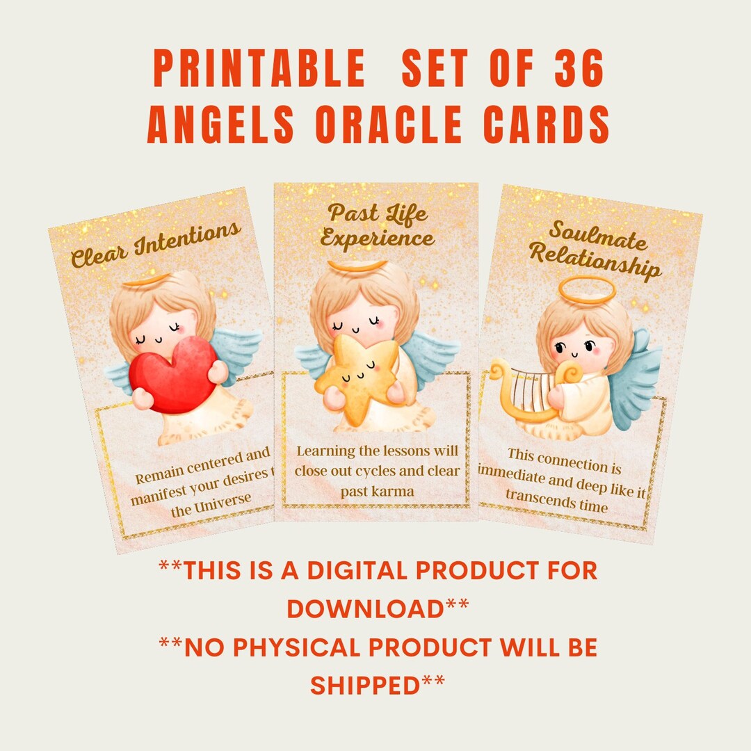 Angel Oracle Cards Printable Angel Oracle Reading Angel Etsy
