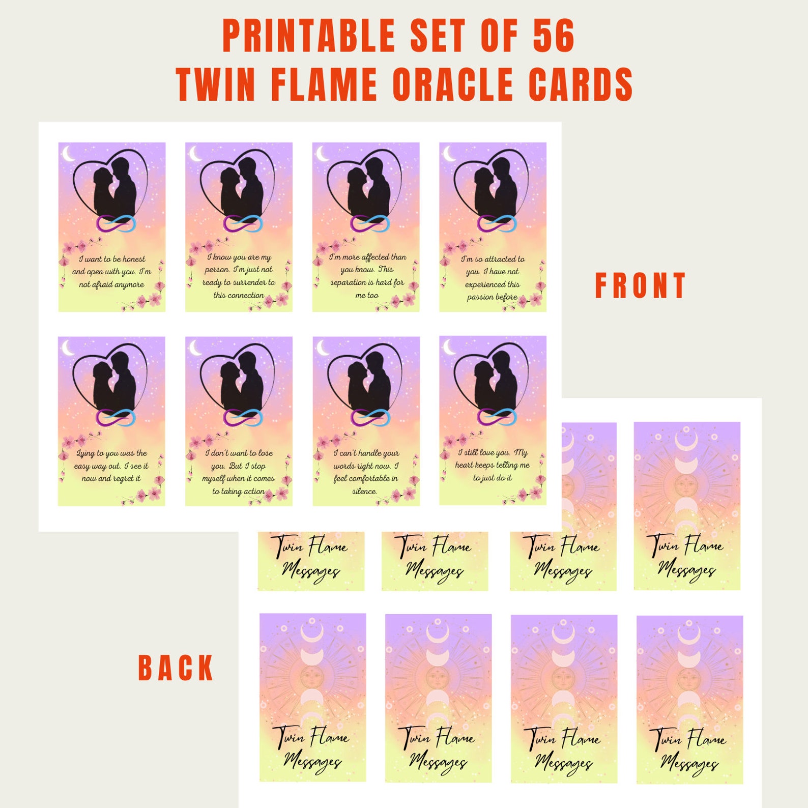 Twin Flame Oracle Cards Printable, Twin Flame Gift, Twin Flame Reading ...