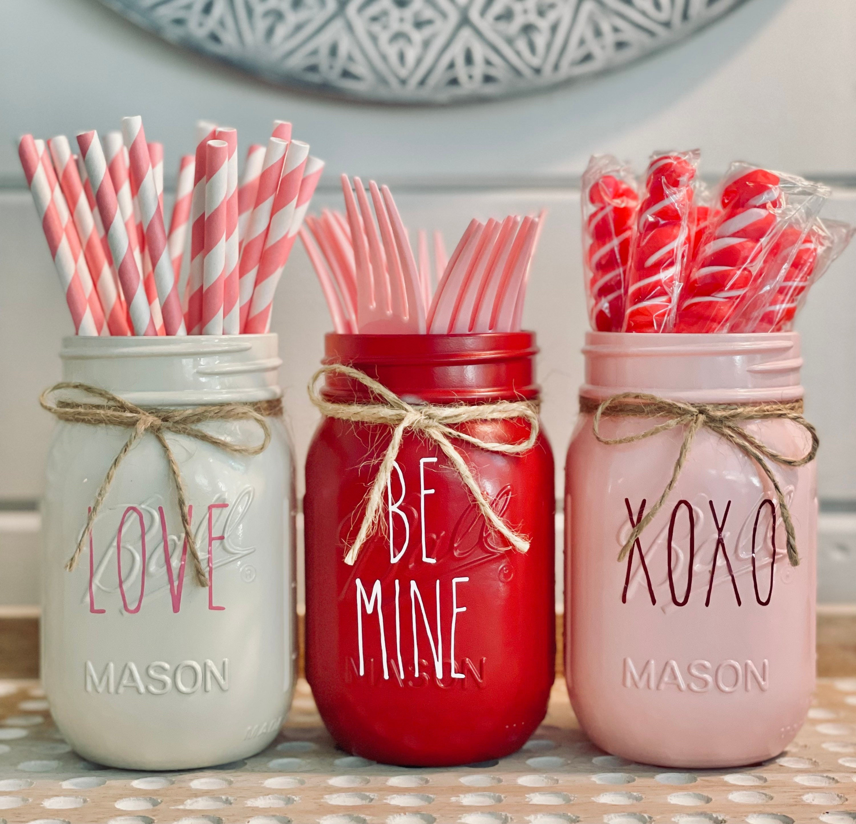 Valentine’s Day Mason Jar Decor - Etsy