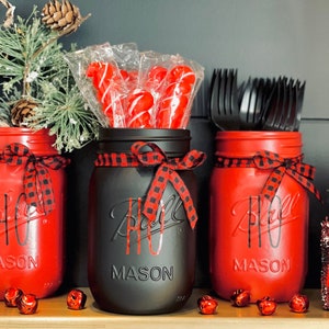 Buffalo Plaid Mason Jar Decor - Etsy