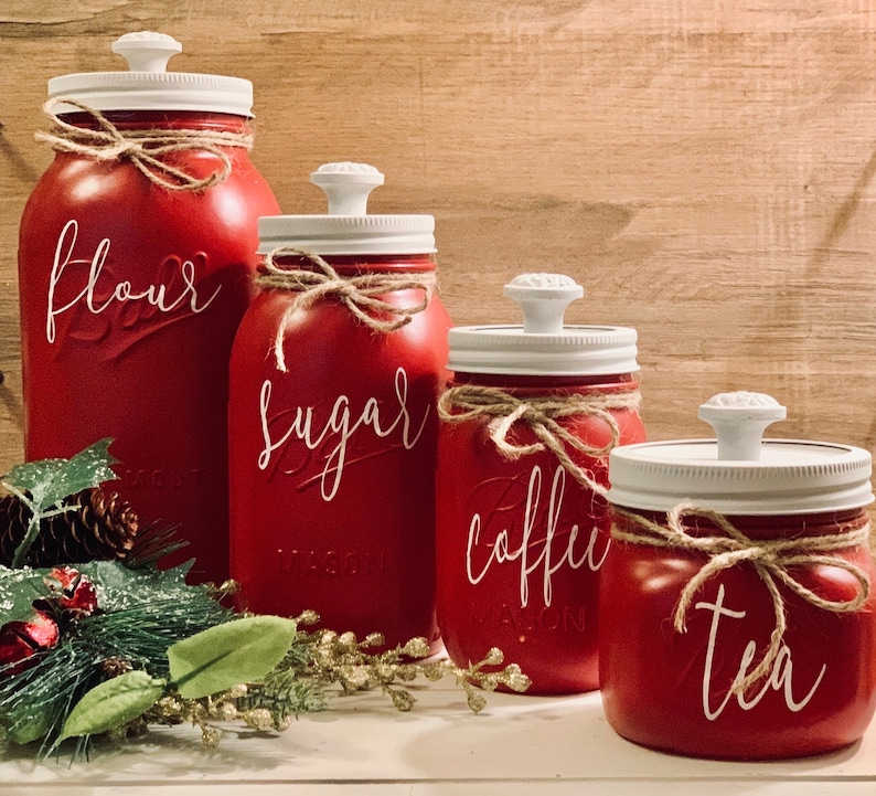 Holiday Mason Jar Canister Set - Etsy