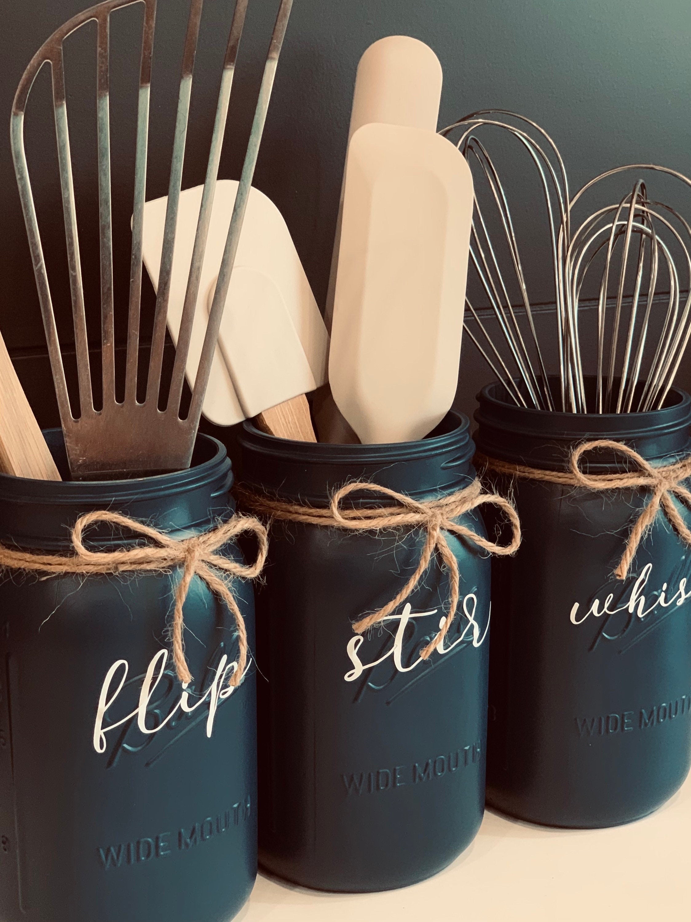 Flip, Stir, and Whisk Utensil Jars - Etsy