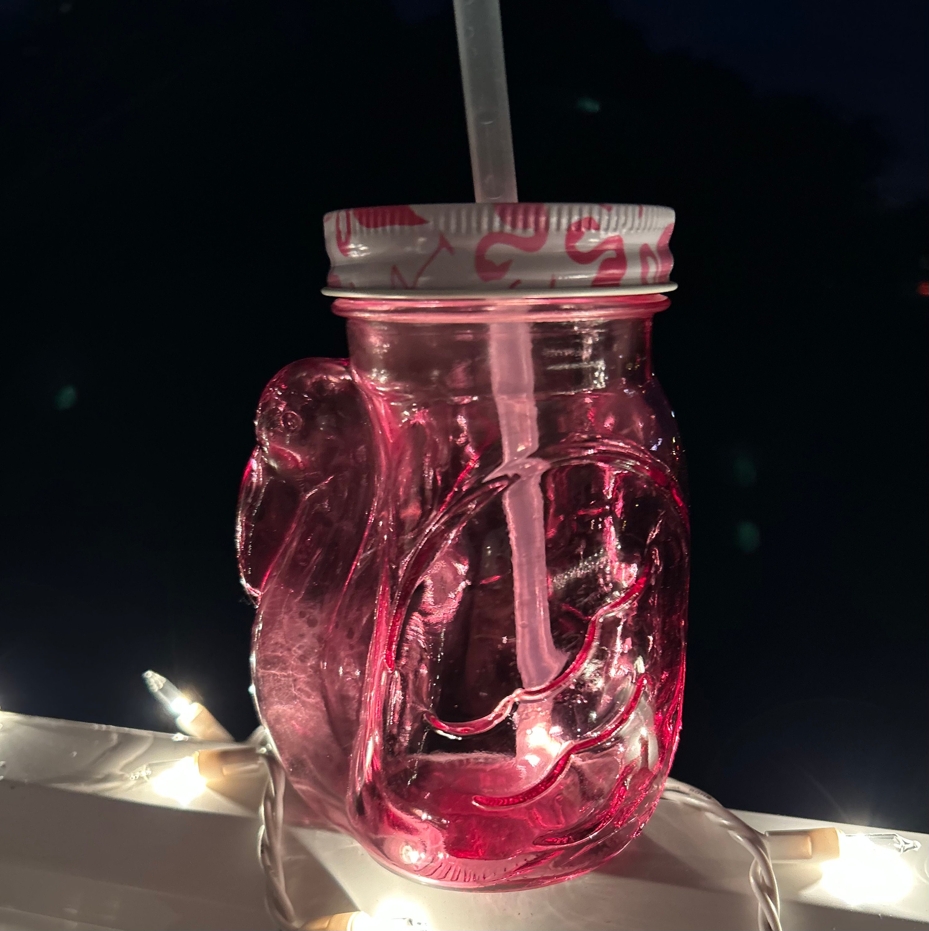 Flamingo Clear Glass 18 Oz Mason Jar Tumbler Includes Silver - Etsy