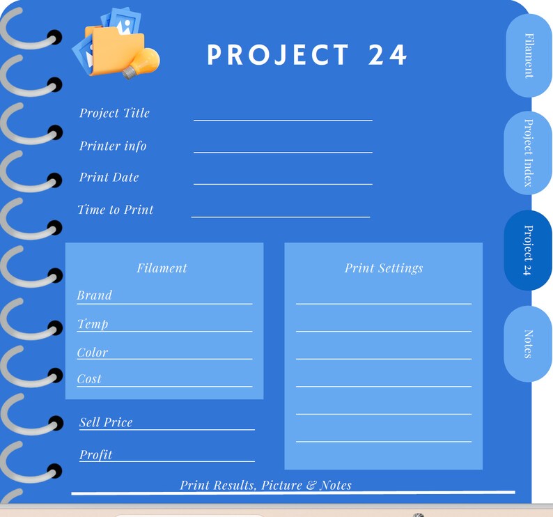 Hyperlinked 3D Print Planner and Project Tracker, Filament Tracker, 3D ...