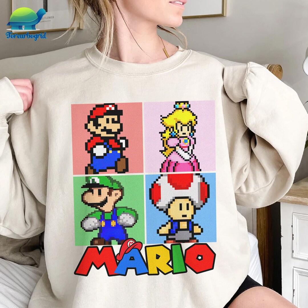 Retro Mario Gaming Shirt, Mario Pixel Art Shirt, Super Mario Princess ...