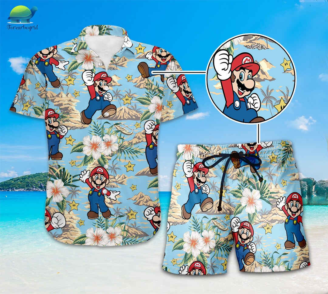 Mario Summer Hawaiian Shirt, Super Mario Summer Vacation Shirt, Summer ...