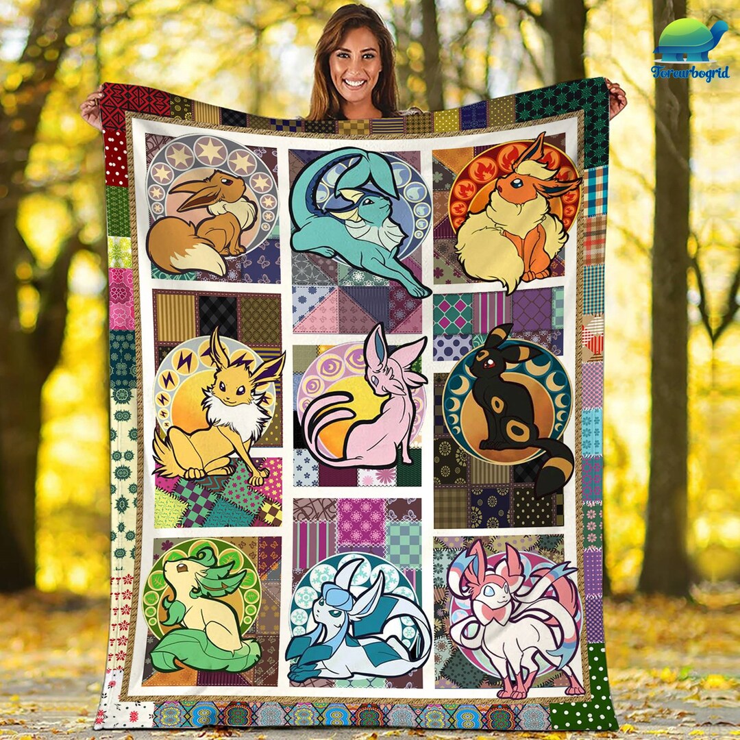 Eevee Evolution Fleece Blanket Evolution Of Eevee Anime Manga Blanket For Bed Couch Sofa
