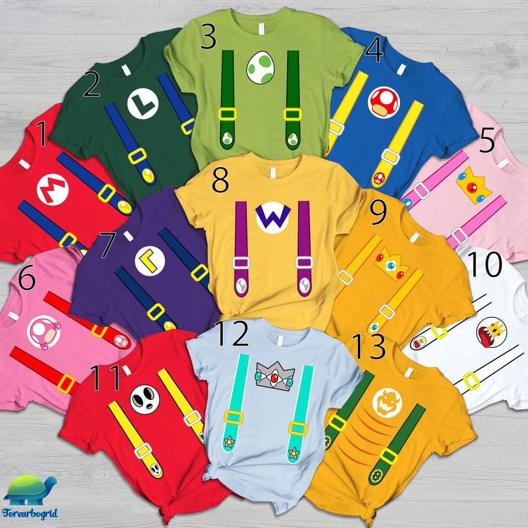 Mario Costume Shirt Yoshi Princess Peach Bowser Luigi - Etsy