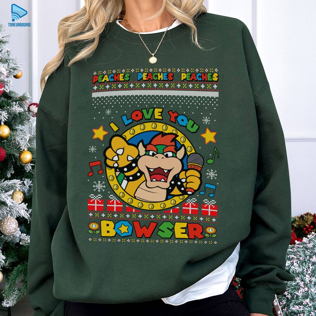 Super Mario Bowser Ugly Christmas Sweatshirt Peaches Peaches - Etsy