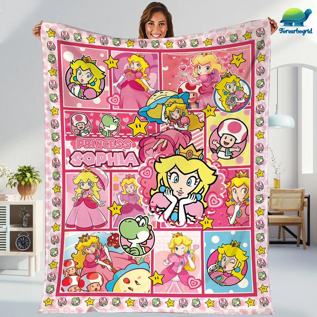 Personalization Super Mario Bros Princess Peach Blanket, Princess Peach ...