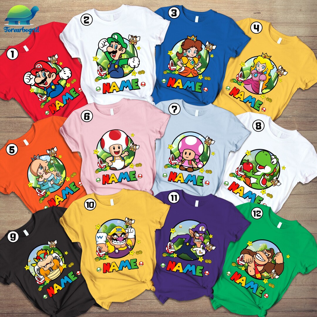 Costume Mario Bros Character Shirt, Mario & Friend Party Matching Shirt ...