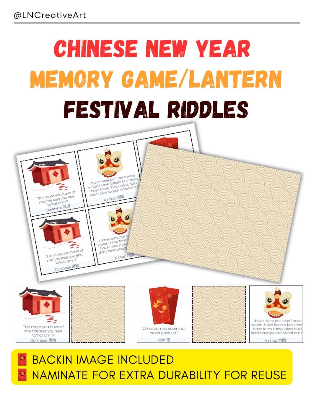 Chinese New Year Memory Game Cards, Lunar New Year Matching Activity ...