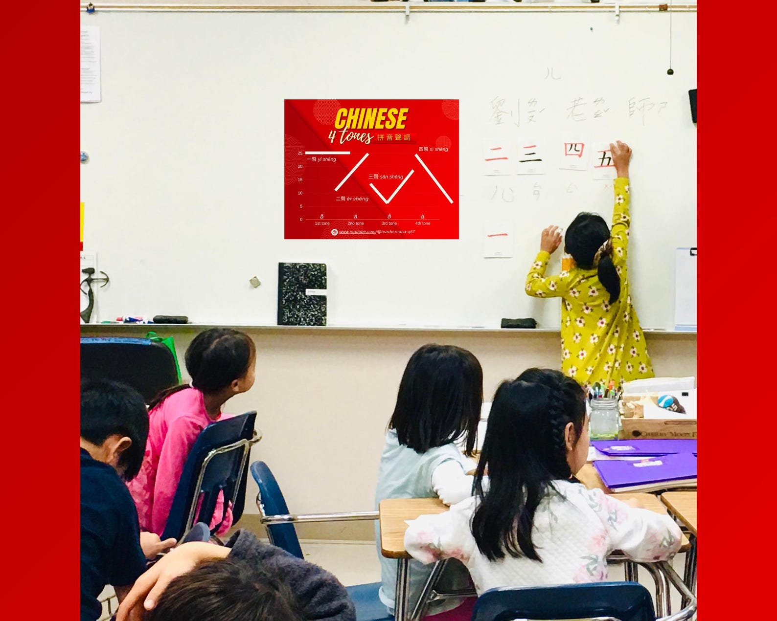 Chinese 4 Tones 10”x8” Poster Bilingual Pinyin Tones Cuhart Learn ...