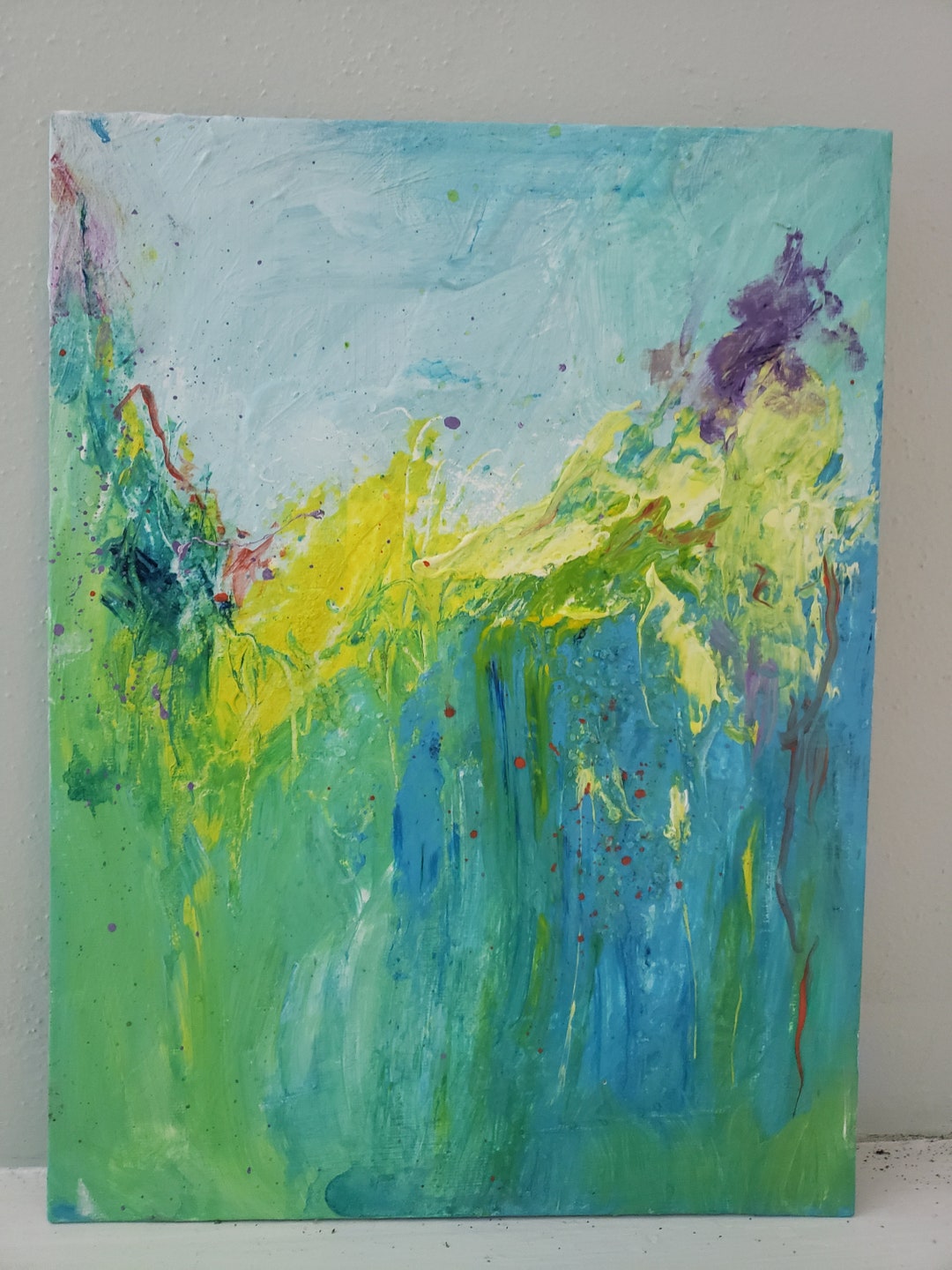 A Riotous Landscape of Bold Happy Colors. Original Acrylic on Canvas ...