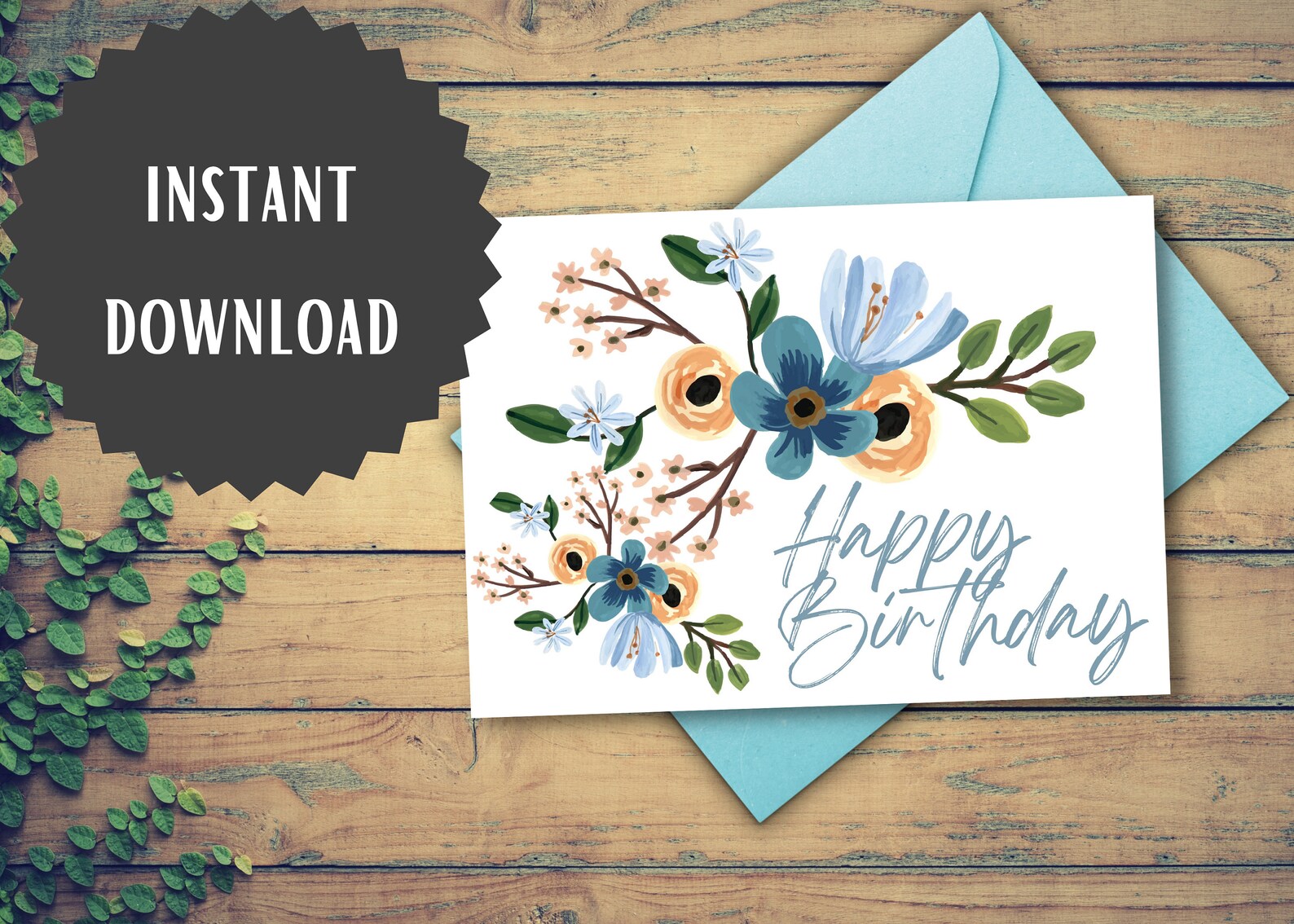 Print at Home Birthday Card Happy Birthday Printable Card - Etsy