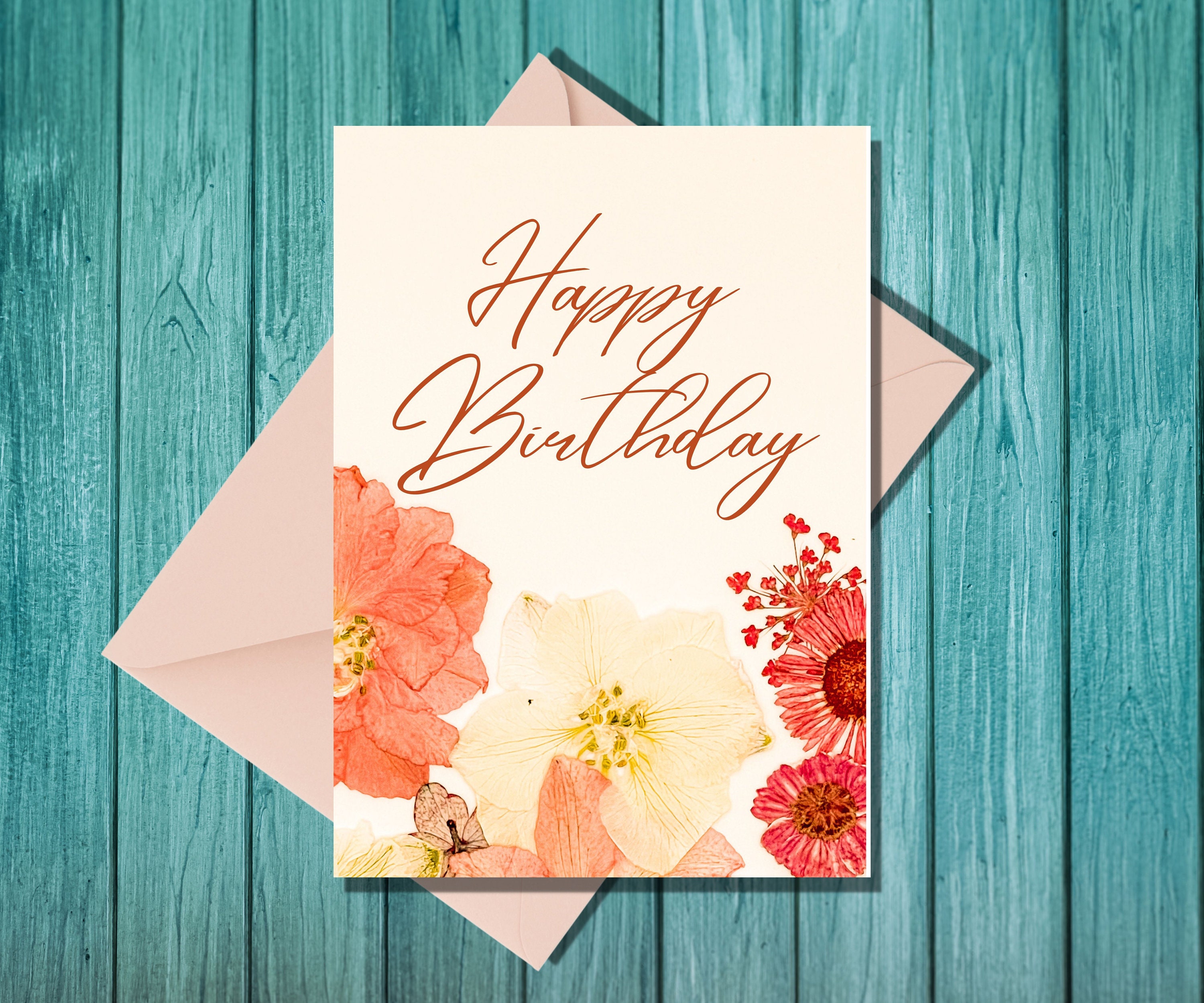 Happy Birthday Printable Card, Floral Card Template, Birthday Card ...