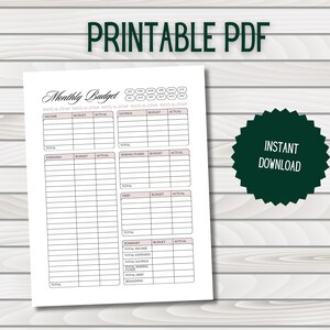 Monthly Budget Planner Printable Financial Journal Monthly Budget Sheet ...