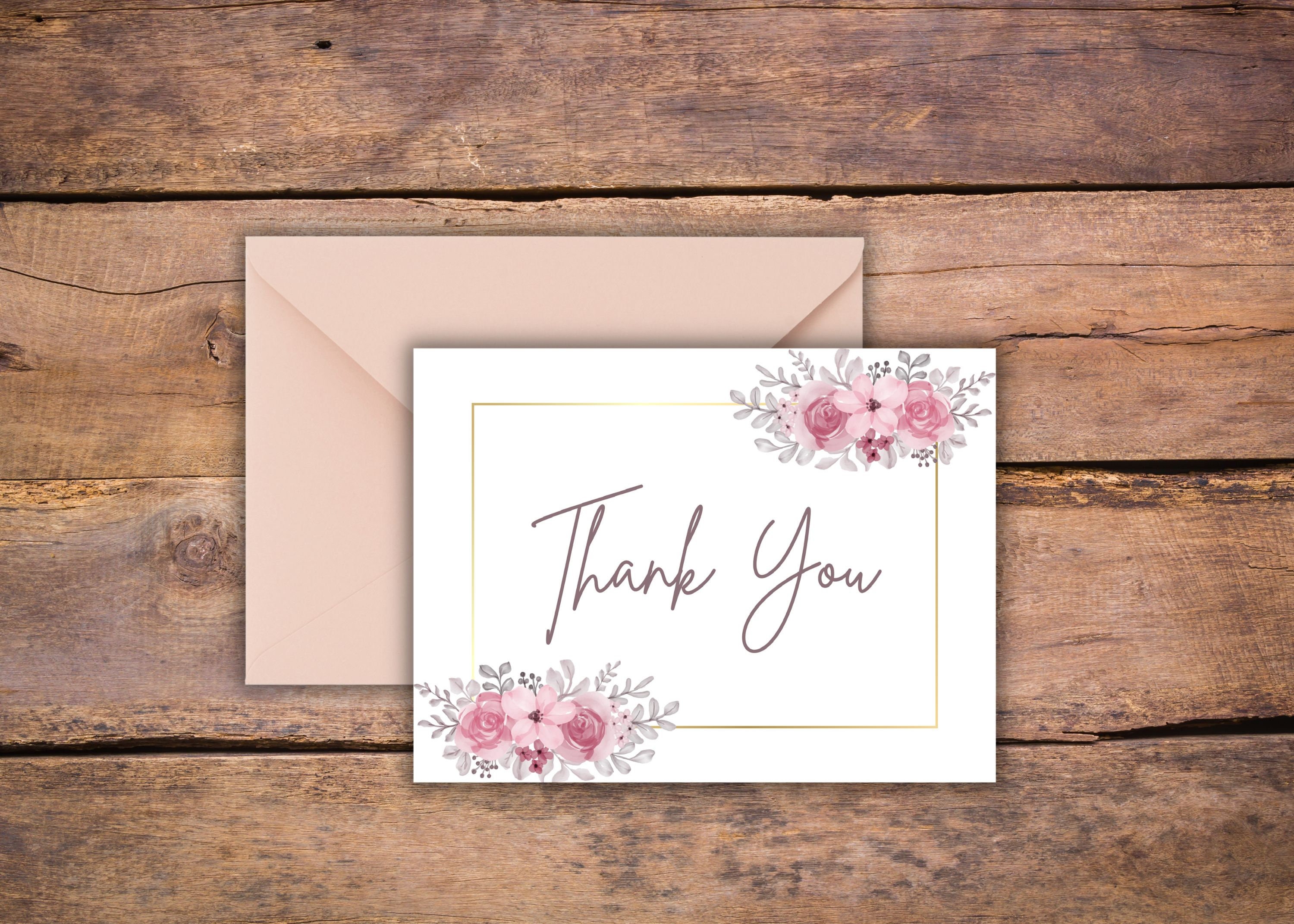 Digital Thank You Card PDF Instant Download Thank You Card Roses ...