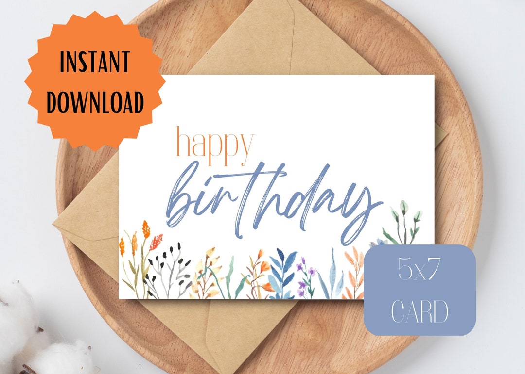 Printable Digital Birthday Card Happy Birthday Printable - Etsy