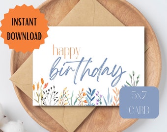 Printable Digital Birthday Card Happy Birthday Printable Card Digital ...