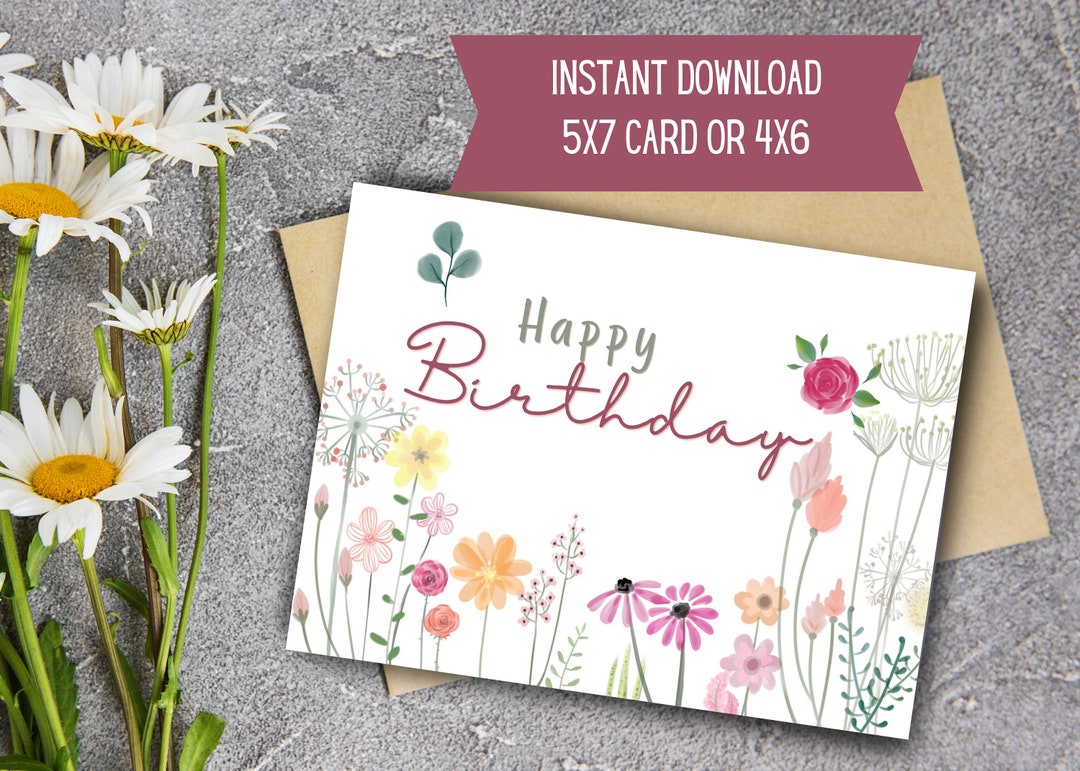 Happy Birthday Digital Card | Print at Home - Etsy