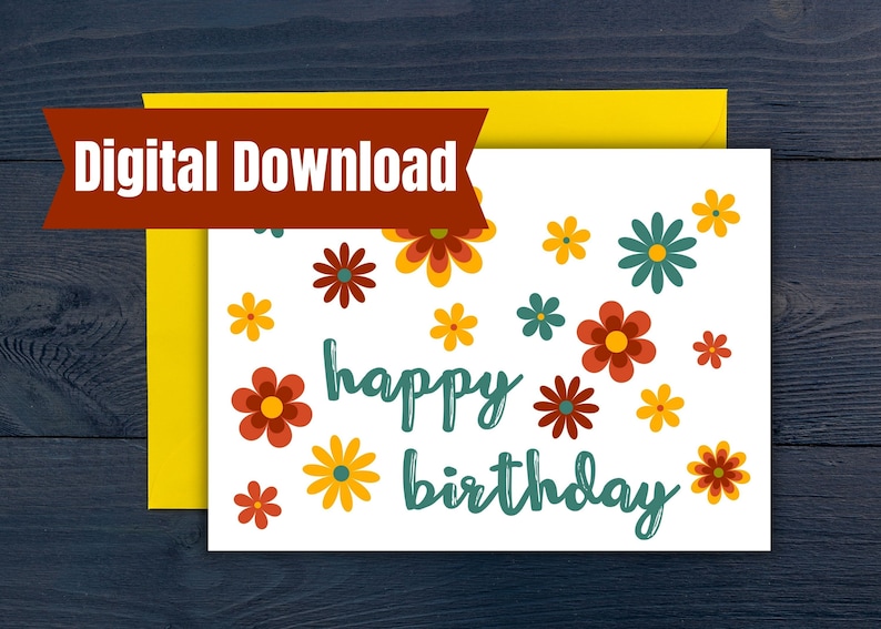 Printable Digital Birthday Card Happy Birthday Printable - Etsy
