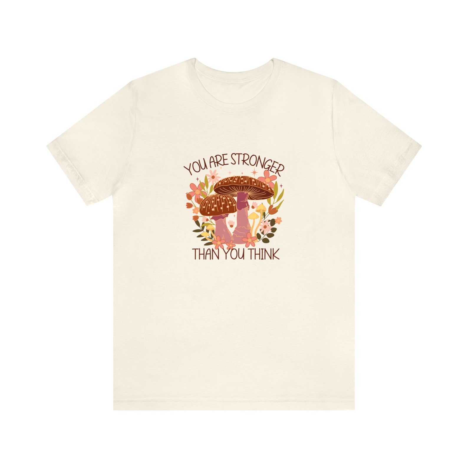 Cottagecore Stronger Than You Think Mushroom Design Unisex Jersey Short ...