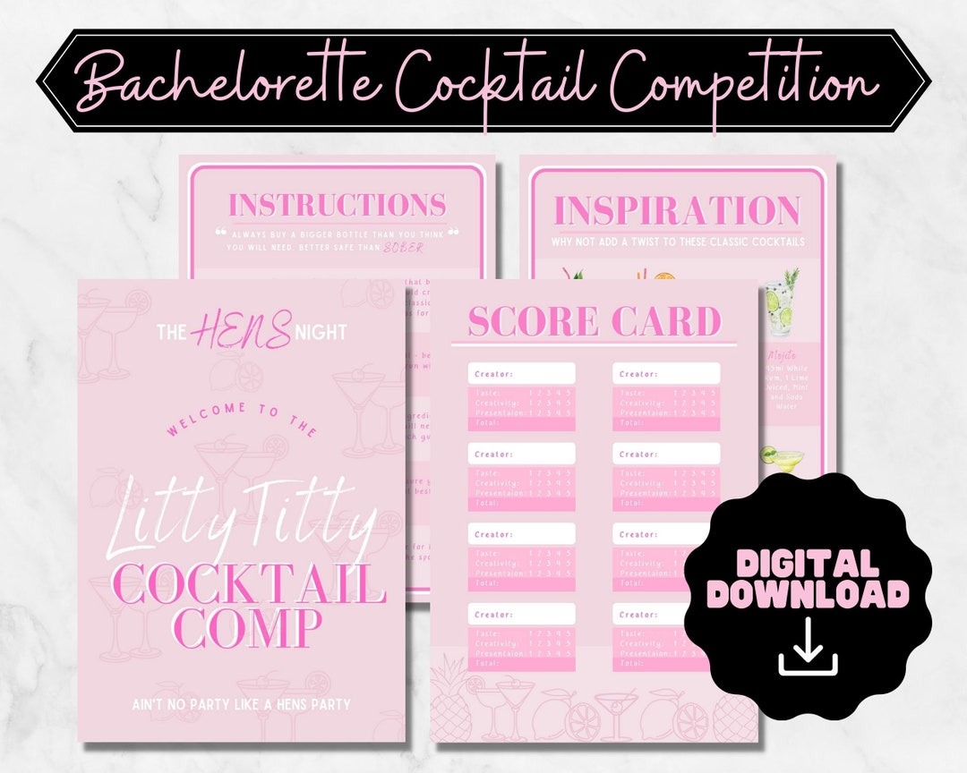 Drinking Bridal Shower Game, Bachelorette Party Idea, Cocktail ...