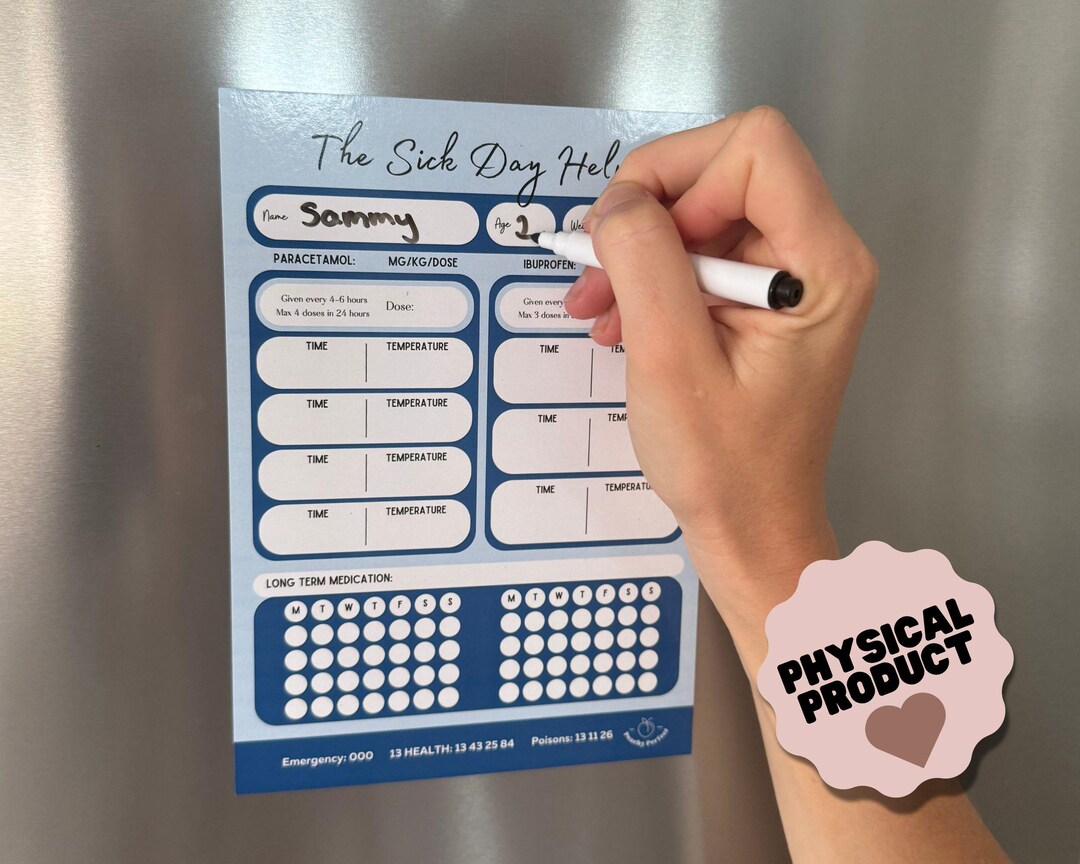 Magnetic Medication Tracker | Kids Sick Day Helper | Fridge Medication ...