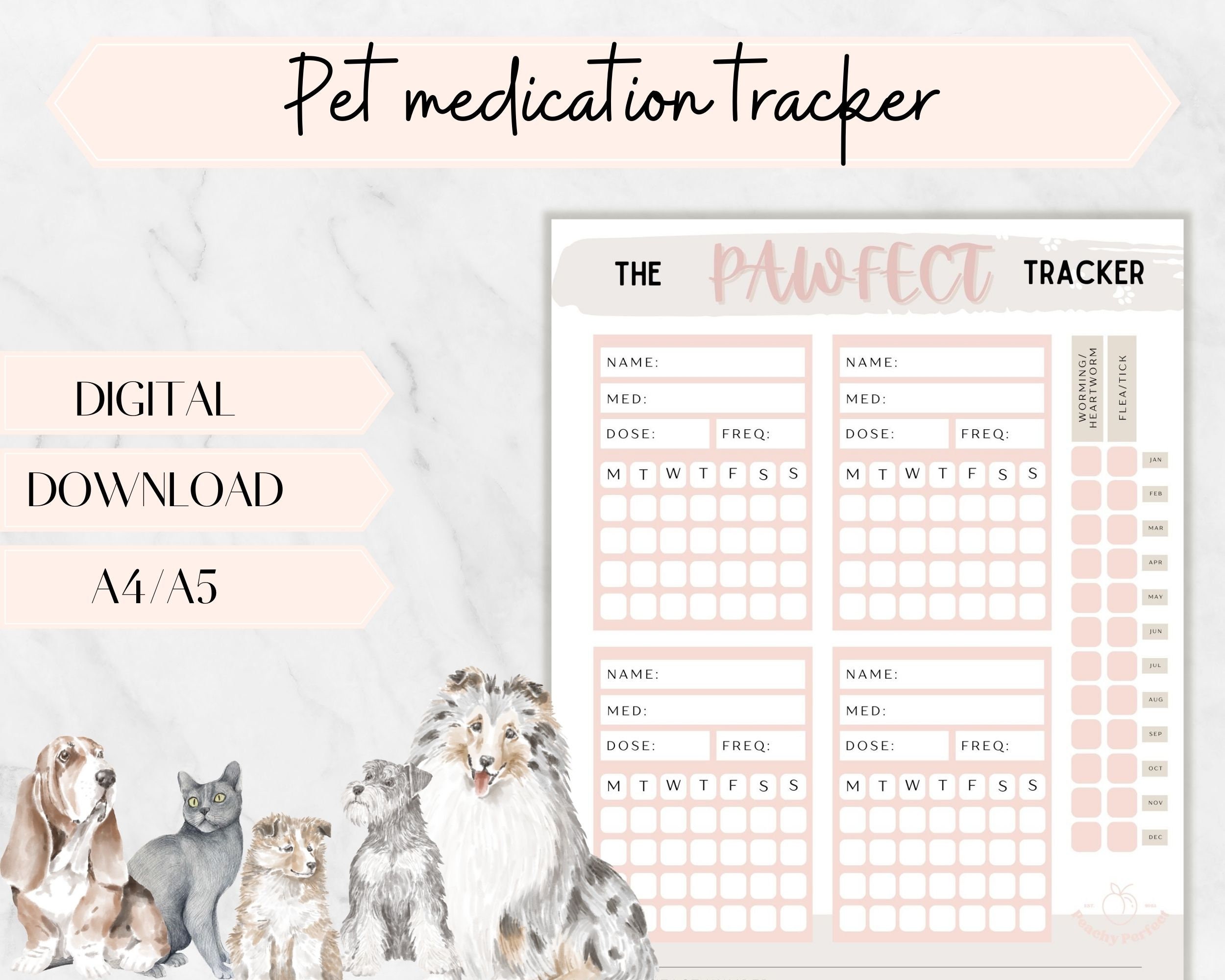 Pet Medication Tracker, Pet Medication Log, Pet Care, Puppy Medicine ...