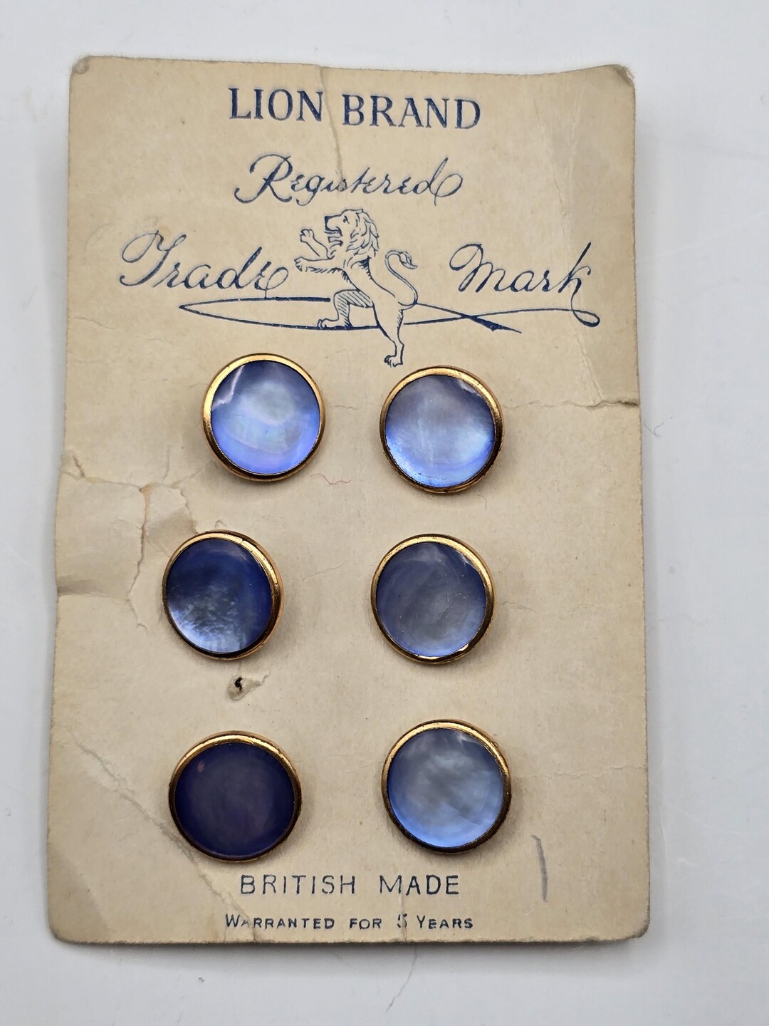 Vintage Lion Brand Buttons, Blue Mother of Pearl, British Made - Etsy
