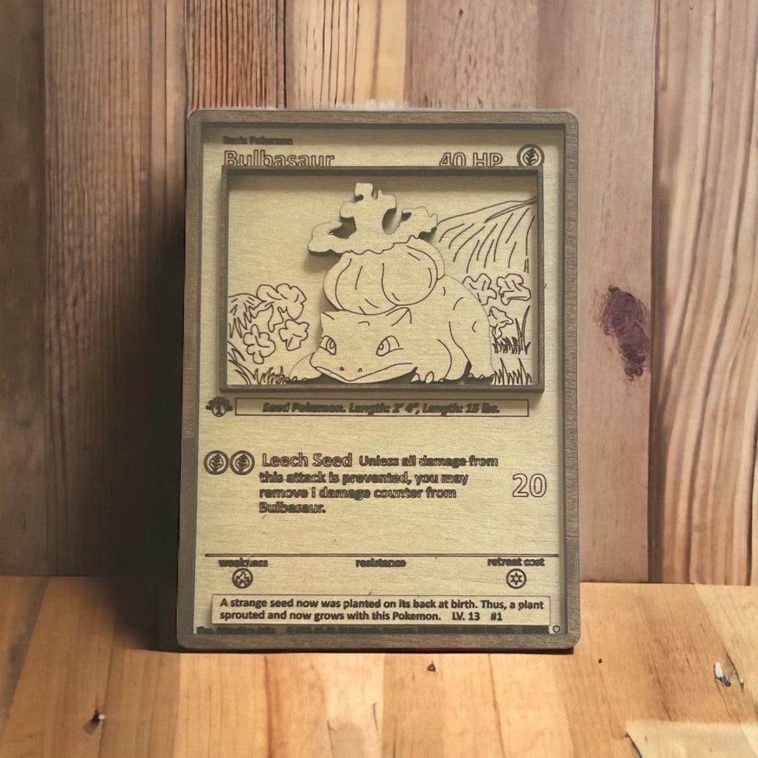 3D Wooden Bulbasaur Pokemon Card Replica. - Etsy