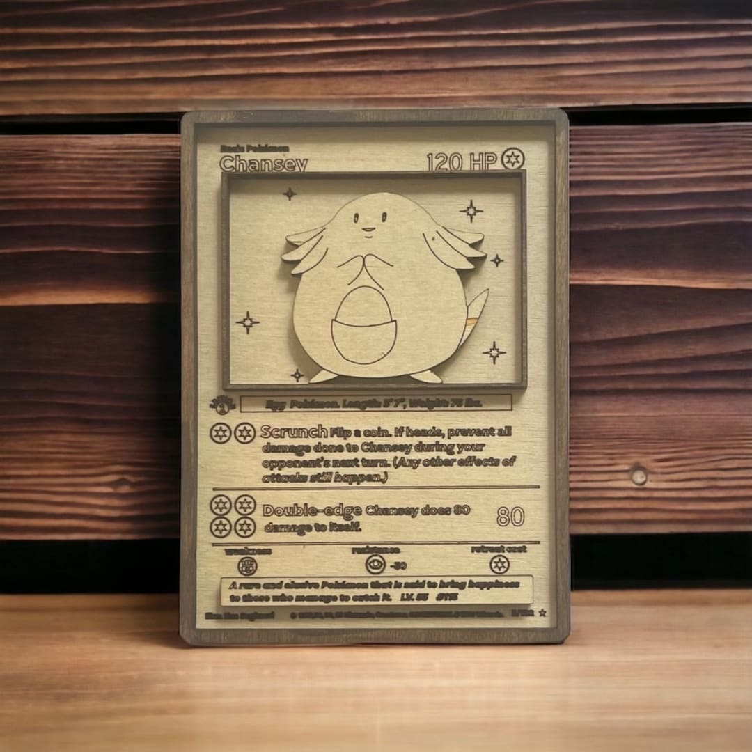 3D Wooden Chansey Pokemon Card Replica. - Etsy