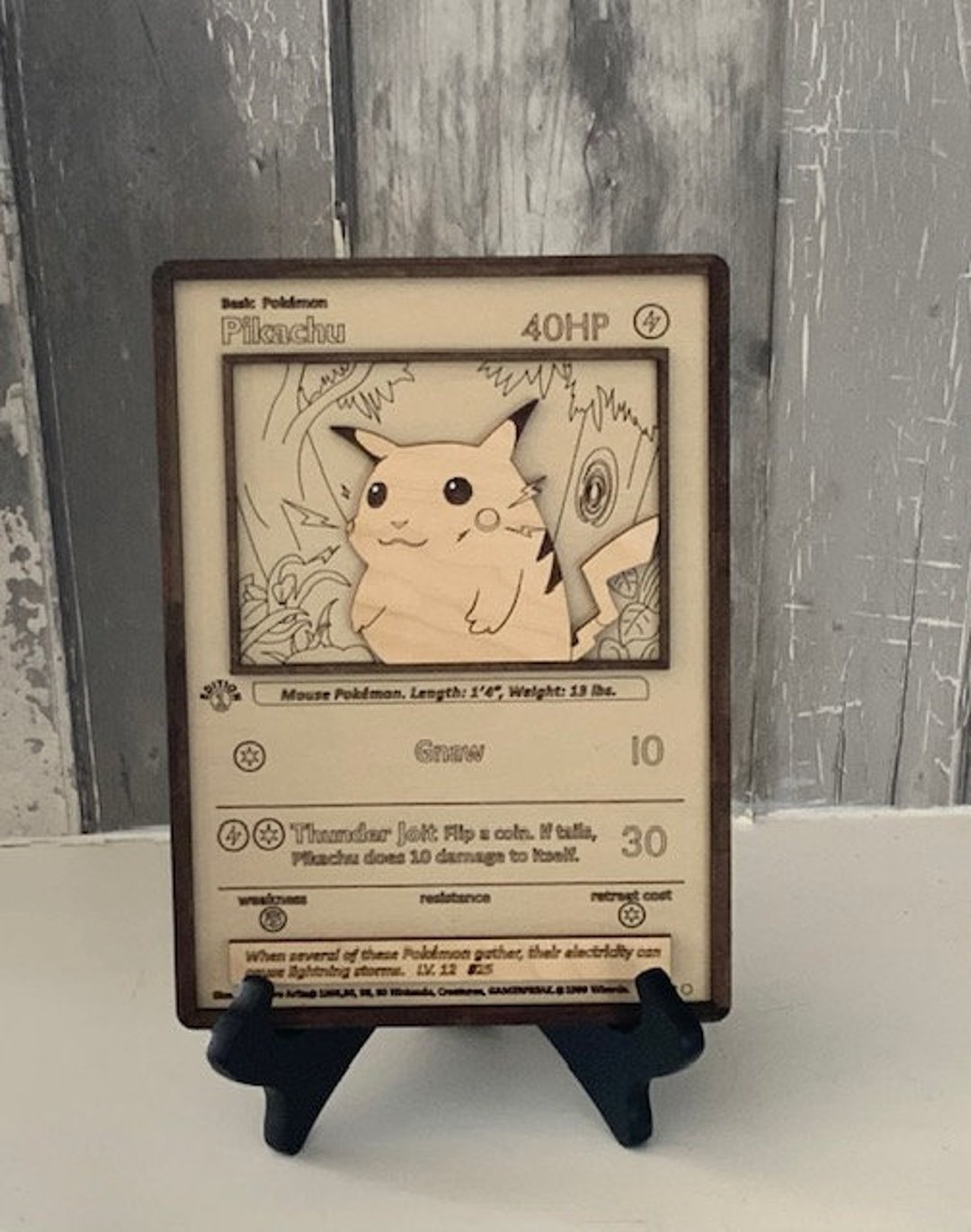 Large 3D Wooden Pikachu Pokemon Card Replica. - Etsy Australia