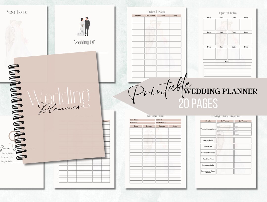 Wedding Planner Printable, Wedding Plan Journal, Modern Wedding Planner ...