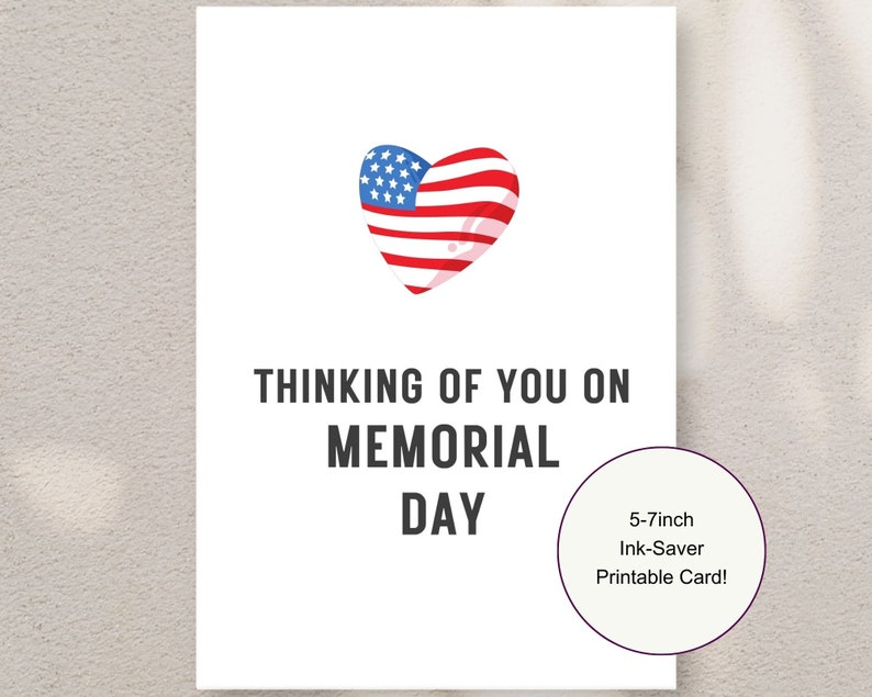 Printable Memorial Day Card, Digital Download, Thinking of You Memorial ...