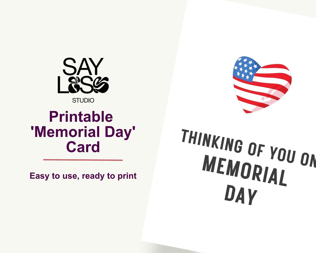 Printable Memorial Day Card, Digital Download, Thinking of You Memorial ...