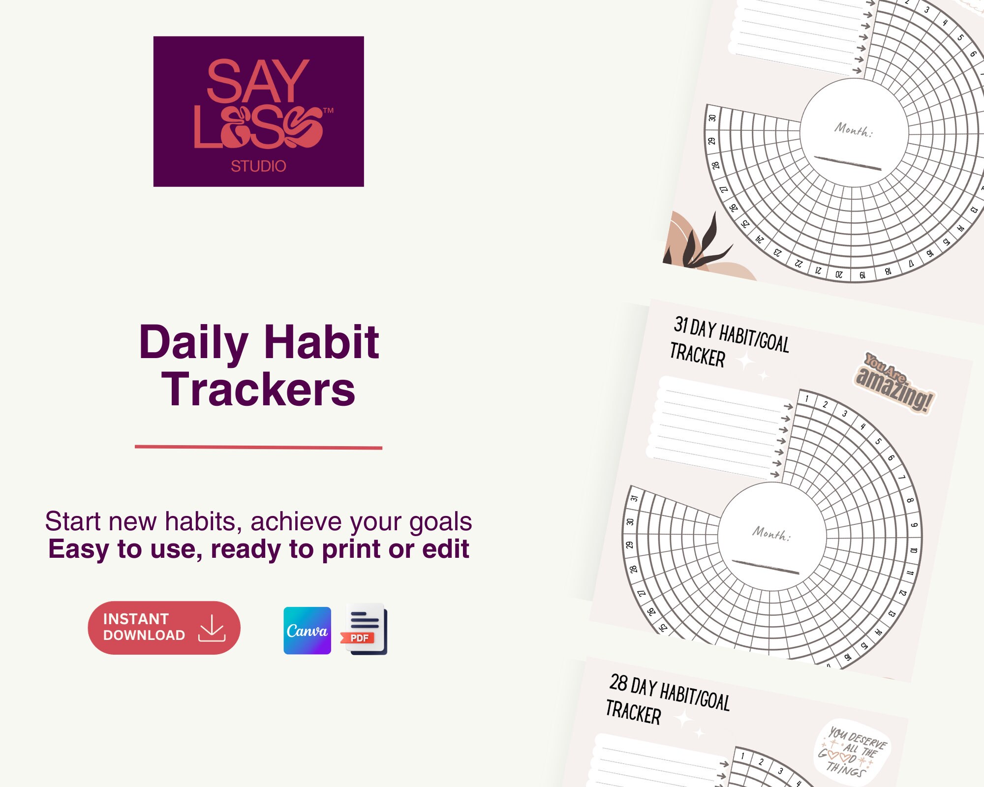 Simple Daily Habit Tracker Printable or Online Simplify Your Success in ...