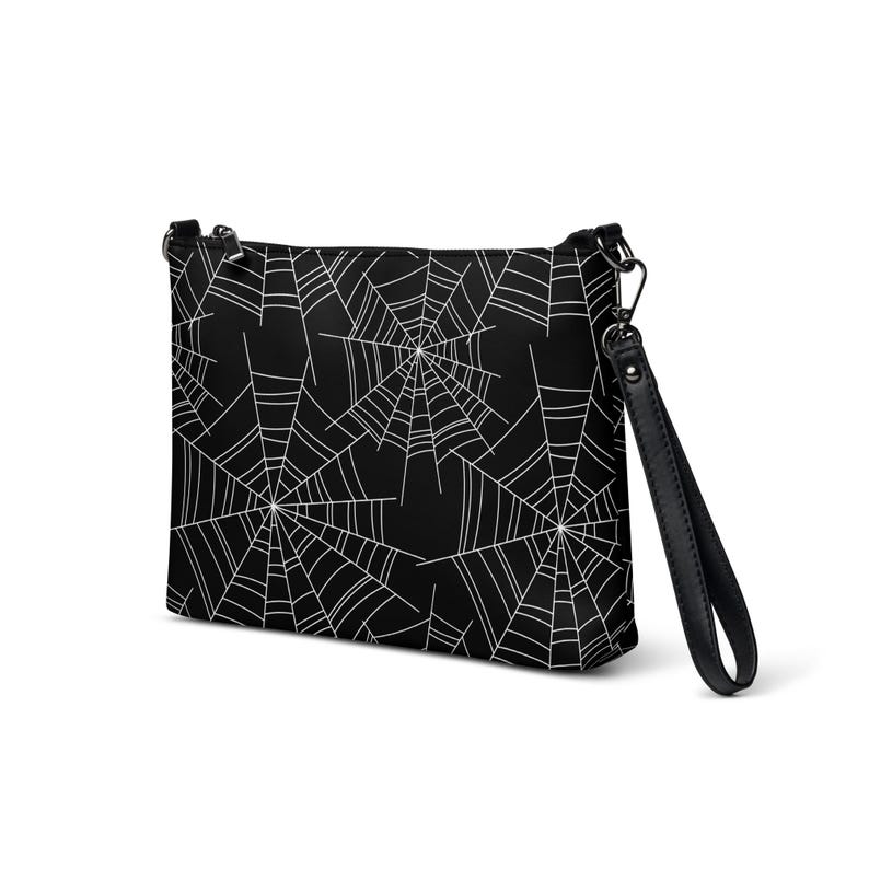 Spider Webs Crossbody Bag for Women, Black and White Faux Leather ...