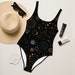 Celestial One Piece Swimsuit for Women, Black Celestial Swimwear, Moon ...