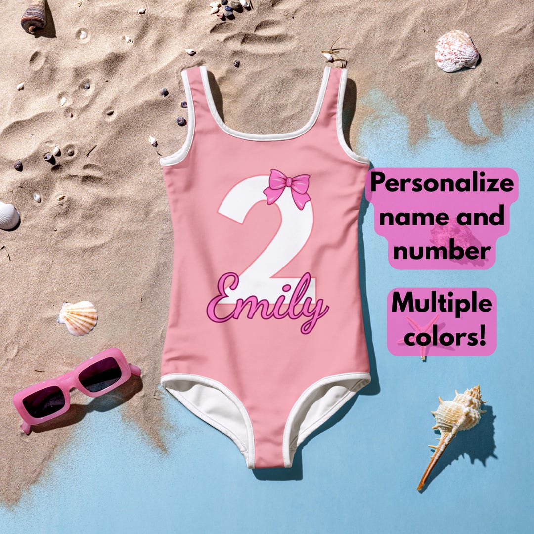 Personalized Birthday Girl One Piece Swimsuit, Toddler Swimsuit, Girls ...