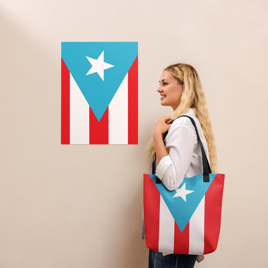Puerto Rico Light Blue Flag Tote Bag for Women, Puerto Rican Handbag ...