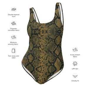 Snake Skin One Piece Swimsuit for Women, Animal Print Swimwear, Snake ...