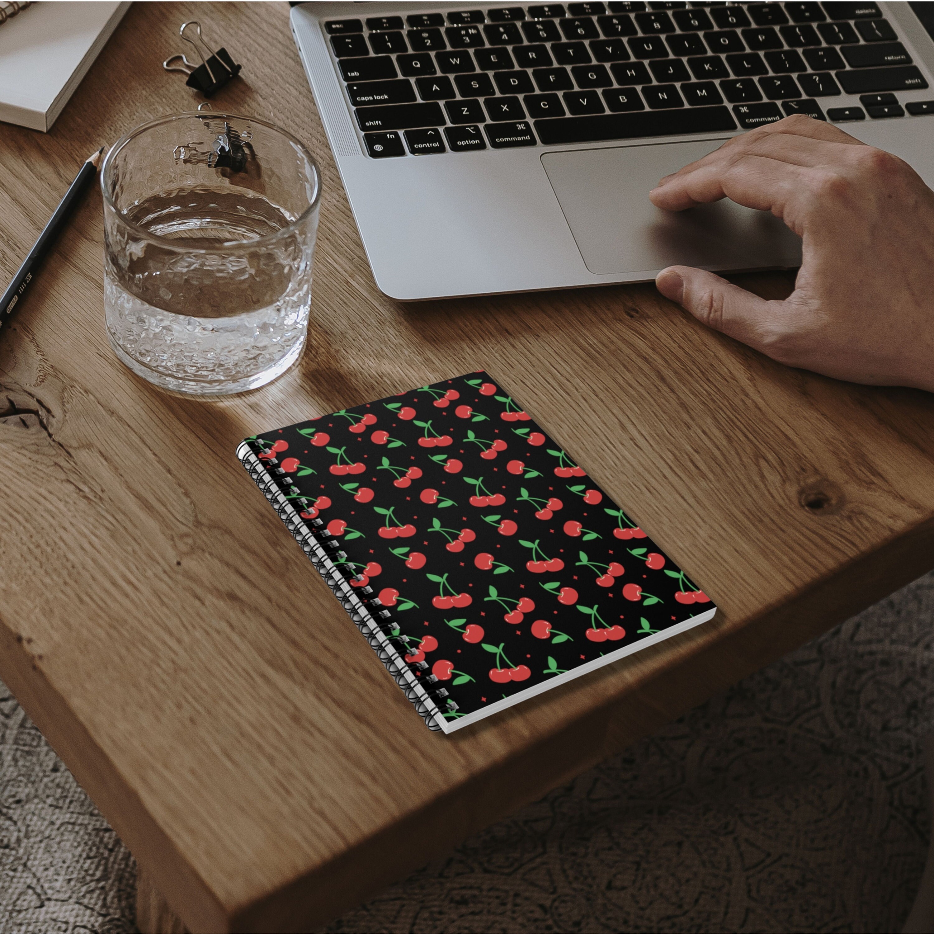 Cherries Spiral Notebook, Black and Red Cherries Journal, Ruled Line ...