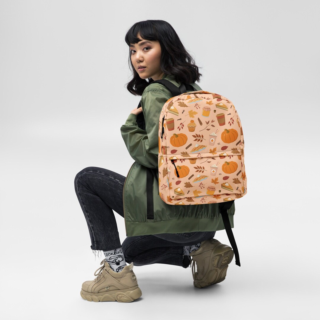 Pumpkins Backpack for Women, Fall Leaves Pumpkin Latte and Pie Water ...